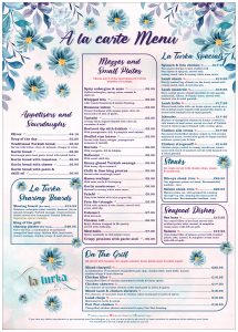 A La Carte Menu – La Turka Bistro