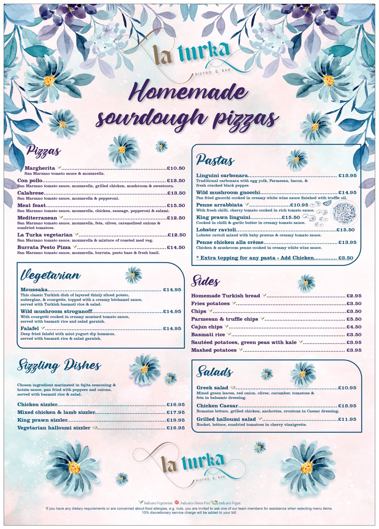 A La Carte Menu – La Turka Bistro