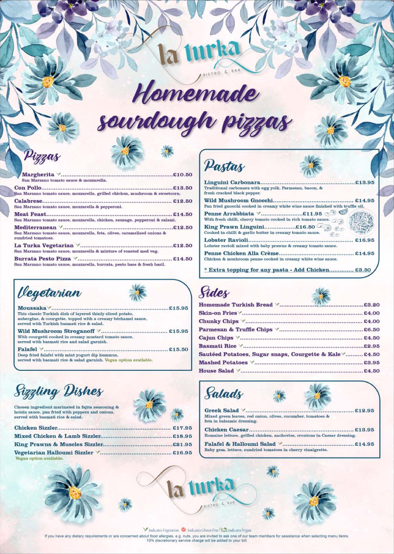 A La Carte Menu – La Turka Bistro