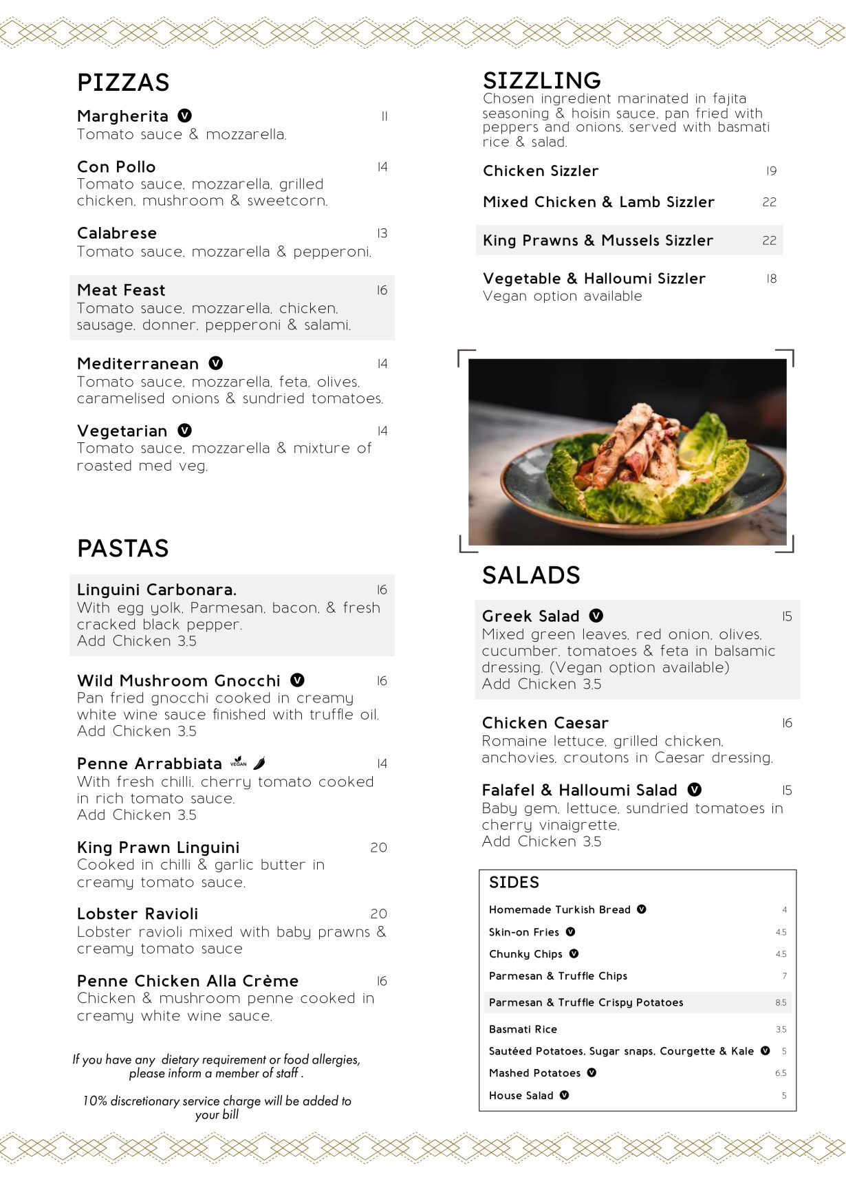 A La Carte Menu – La Turka Bistro